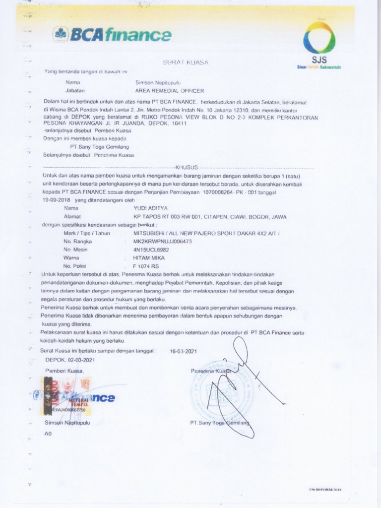 Surat Kuasa Hal Depan | PDF