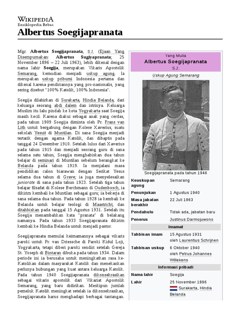 Biografi Mgr. Albertus Soegijapranata | PDF