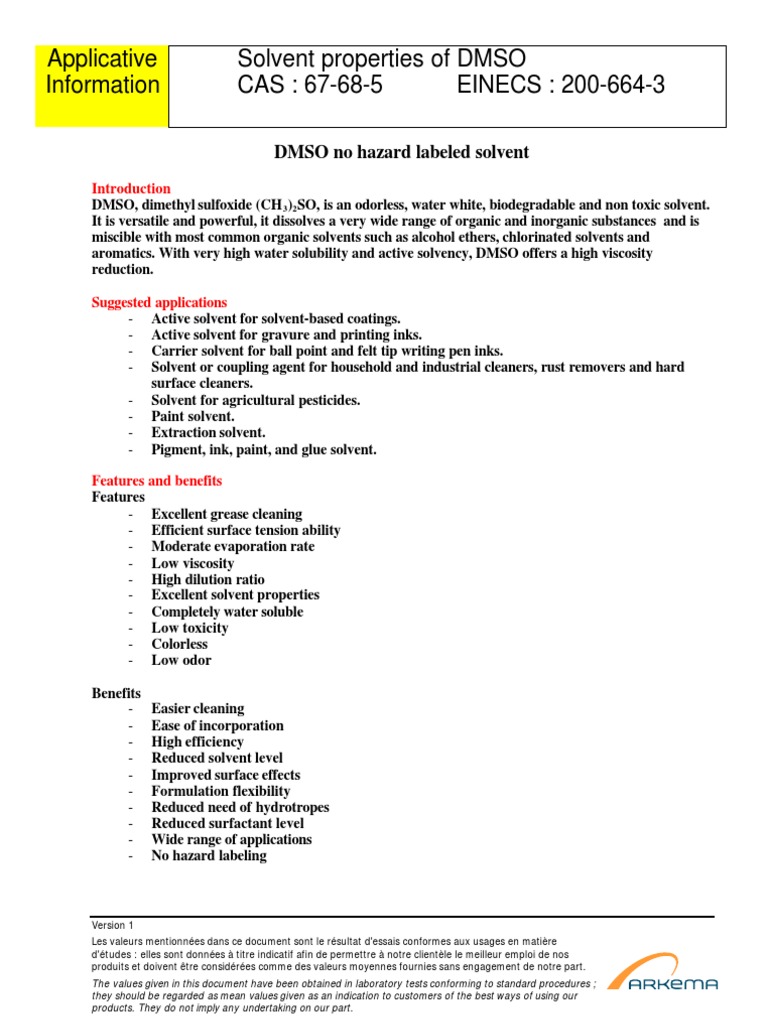 Solvent Properties of DMSO | PDF | Dimethyl Sulfoxide | Solvent