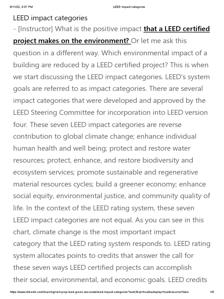 Understanding LEED Impact Categories | PDF | Climate Change ...