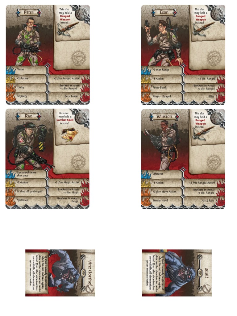 Zombicide Character and Spawn Cards - Printing (Ghostbusters) | PDF