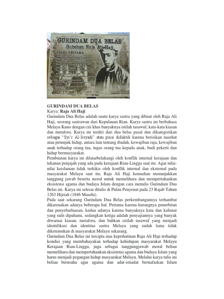 Sejarah dan Makna Gurindam Dua Belas | PDF | Ilmu Sosial | Agama ...