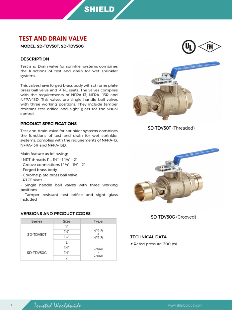 Test and Drain Valve | PDF | Valve | Fire Sprinkler System