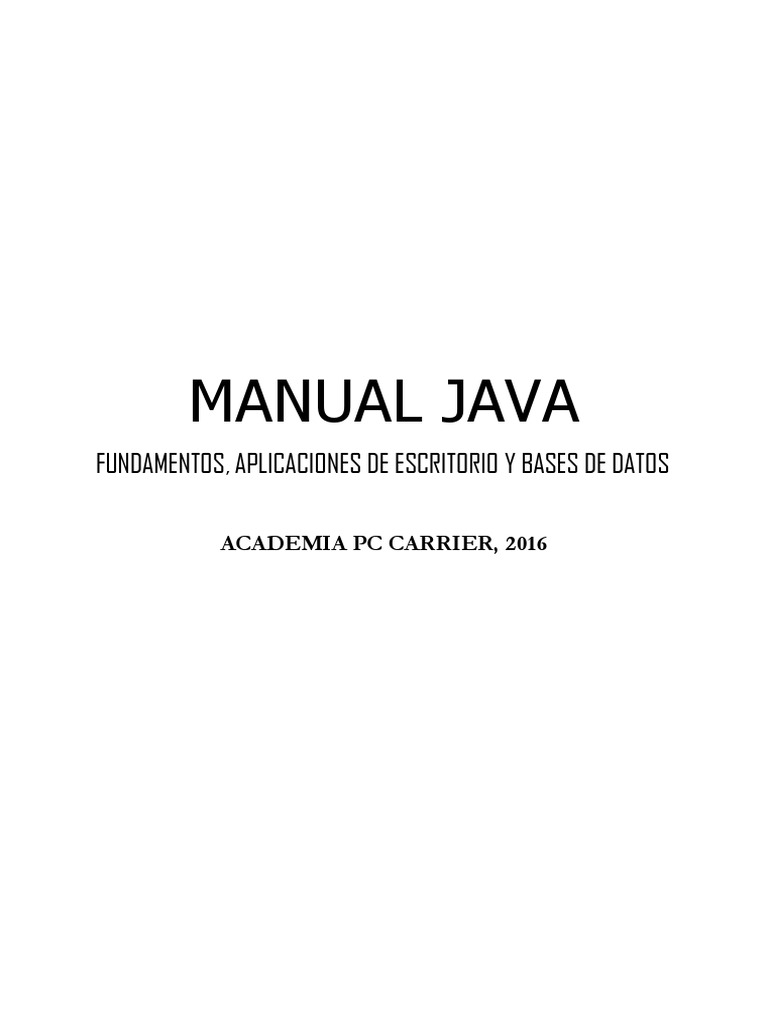 Manual Java I Java Se Pdf Java Lenguaje De Programación Programación
