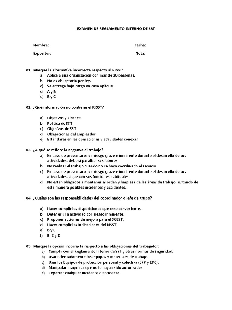 Examen de RISST | PDF