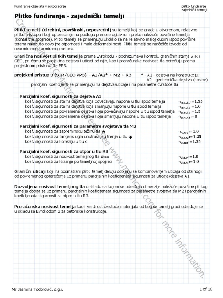 Plitko Fundiranje - Zajednički Temelji | PDF