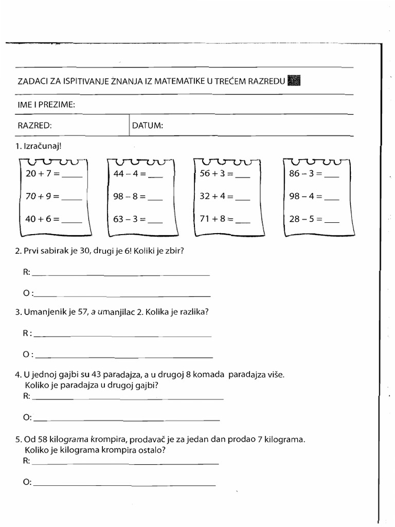 ZAdaci Moja Matematika 3 Razred | PDF