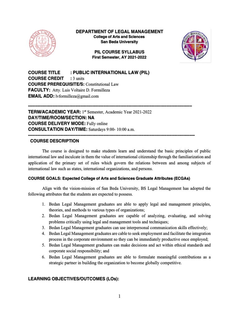 3rd Year Pil Course Syllabus | PDF