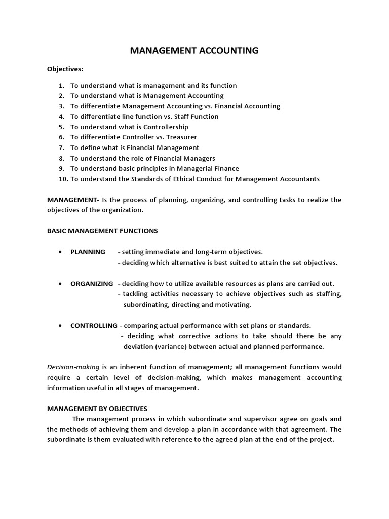 Introduction to Management Accounting | PDF | Management Accounting ...