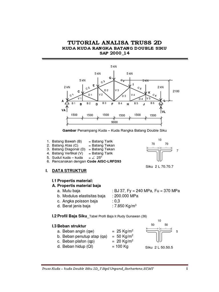 Modul Analisis Kuda2 Double Siku - Ttuss 2D Universitas Pandanaran Semarang | PDF