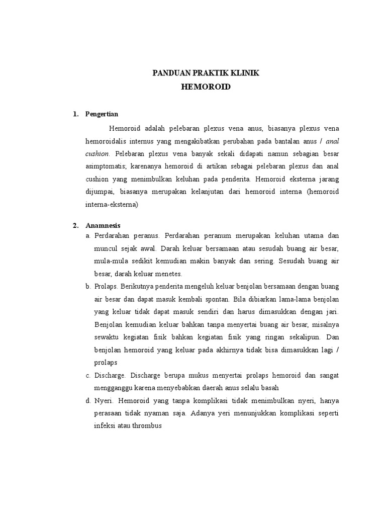 Panduan Klinis Hemoroid Lengkap | PDF