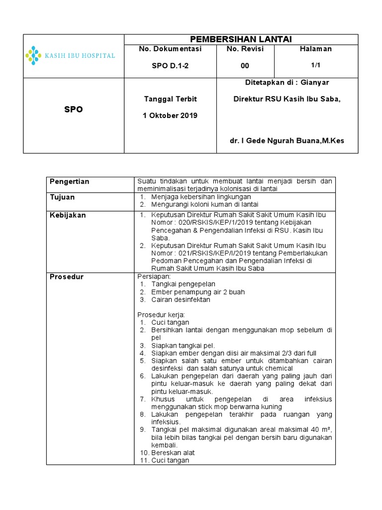 Spo Pembersihan Lantai | PDF
