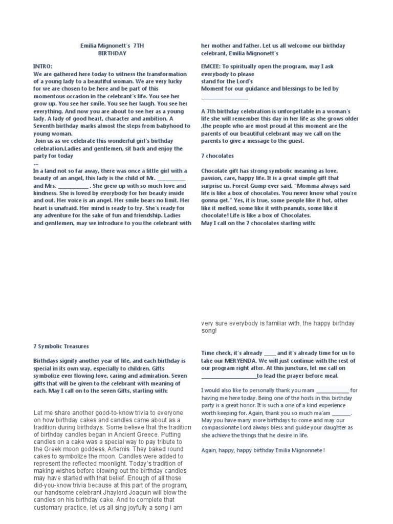 Script 7 Birthday Boy | PDF | Birthdays