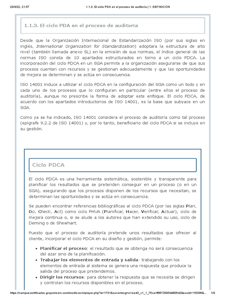 1.1.3. El Ciclo PDA en El Proceso de Auditoría | PDF | Auditoría | Business