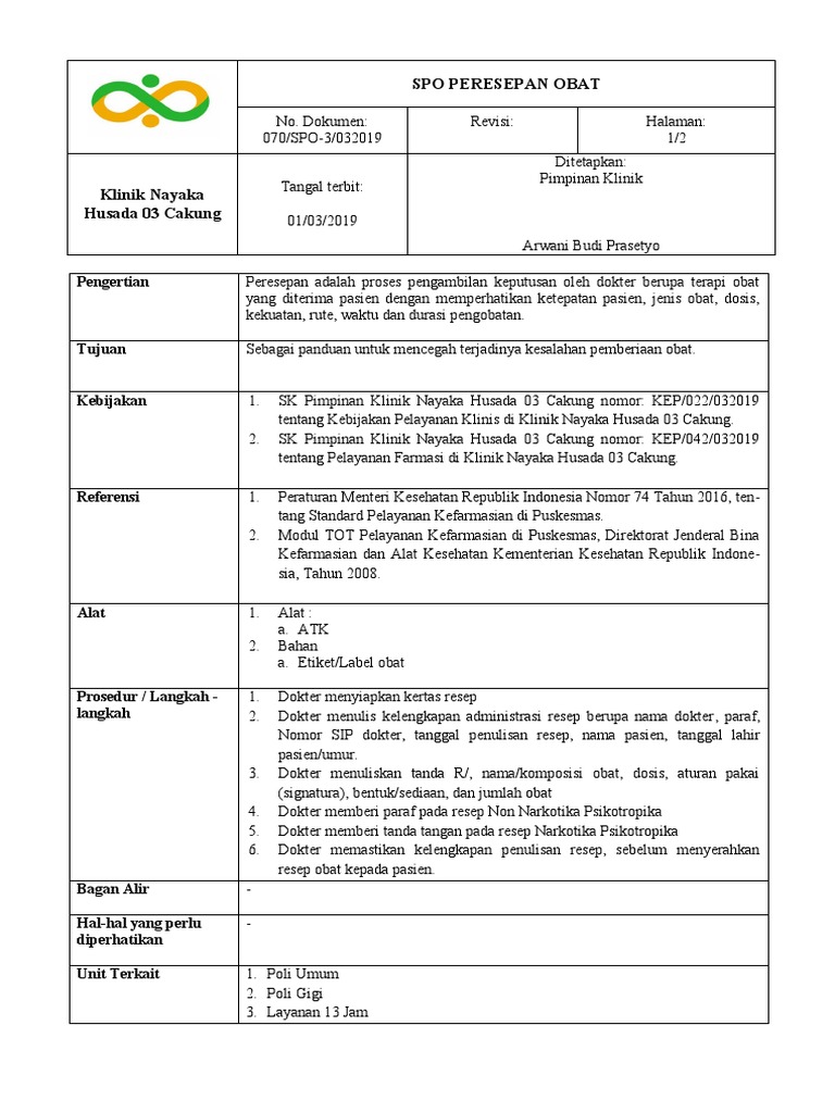 SPO 070 Peresepan Obat | PDF