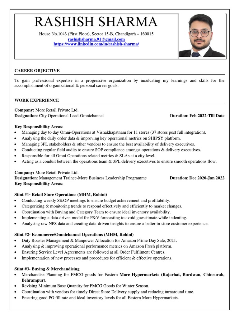 Rashish Sharma - More Retail PVT LTD | PDF | Retail | Analytics