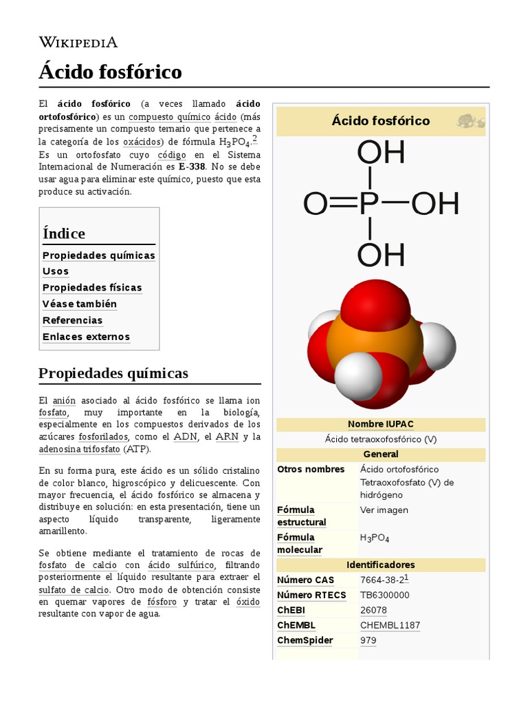 Ácido Fosfórico | PDF | Ácido fosfórico | Moléculas