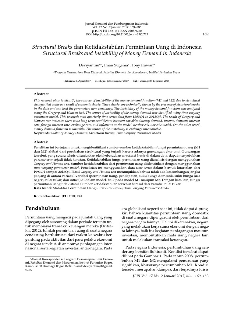 Structural Breaks Dan Ketidakstabilan Permintaan U | PDF
