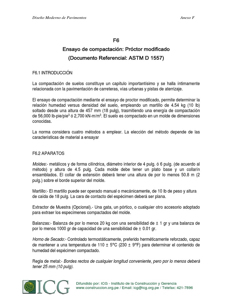 Ensayo de Compactación - Proctor Modificado | PDF | Densidad ...