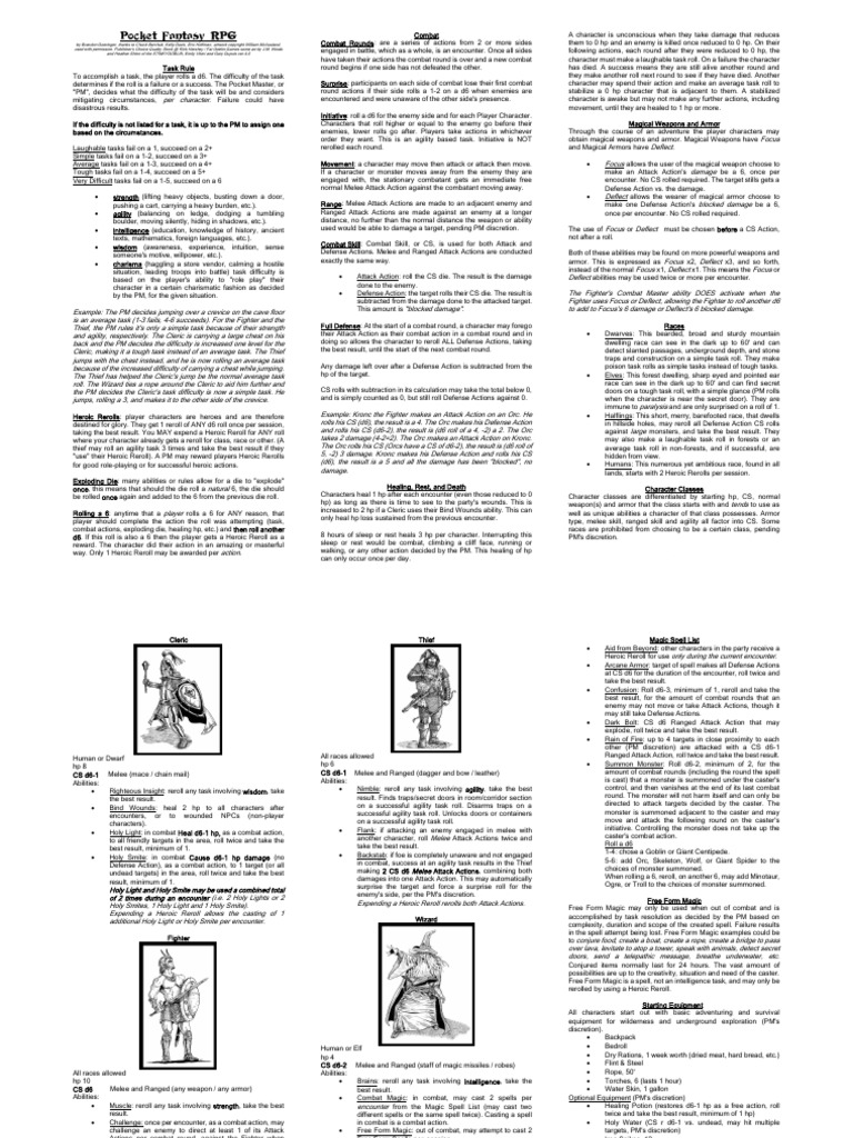 Pocket Fantasy RPG Ver. 4.0 | PDF | Cave