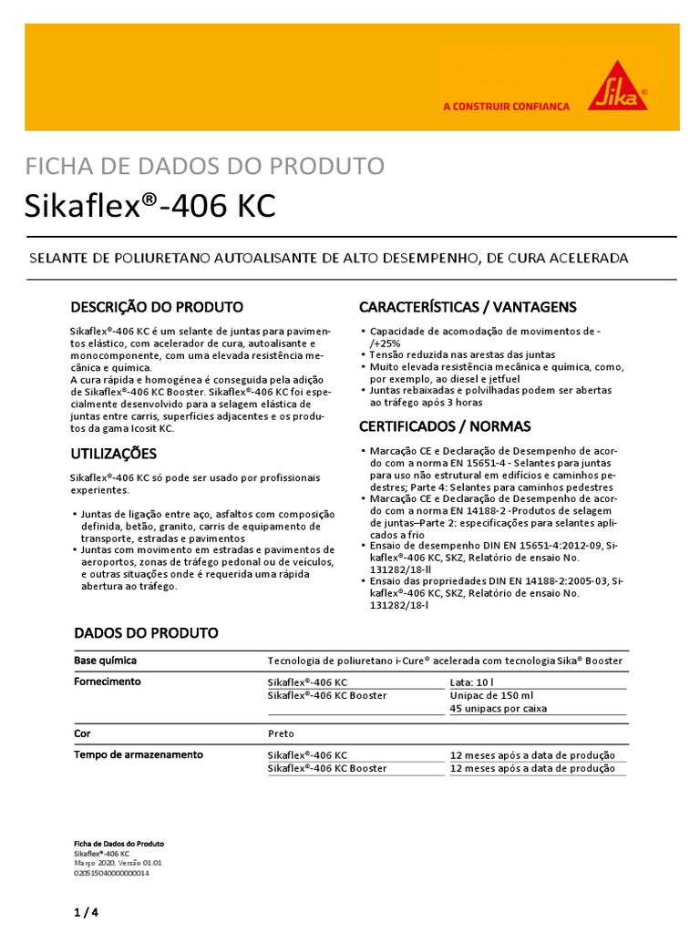 Sikaflex 406 KC | PDF | Tinta | Química