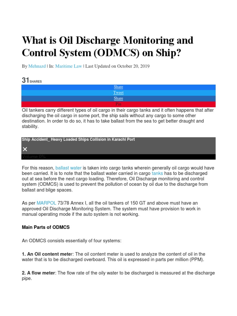 Week 1 - What Is Oil Discharge Monitoring and Control System ODMCS On ...