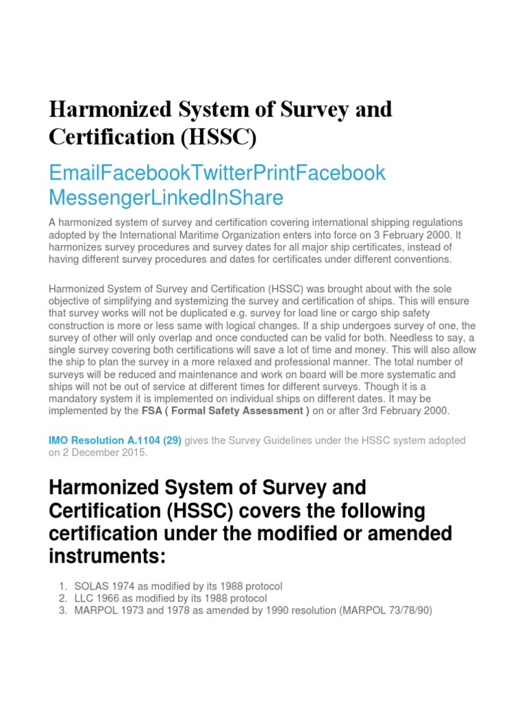 Week 2-Types of Ship Survey, Harmonized System of Survey and Certification | PDF