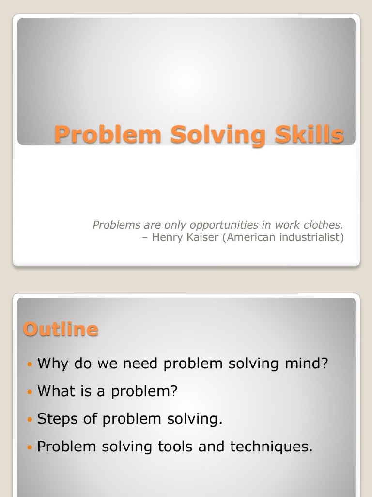 Problem Solving Skills | PDF Problem Solving Skills | PDF