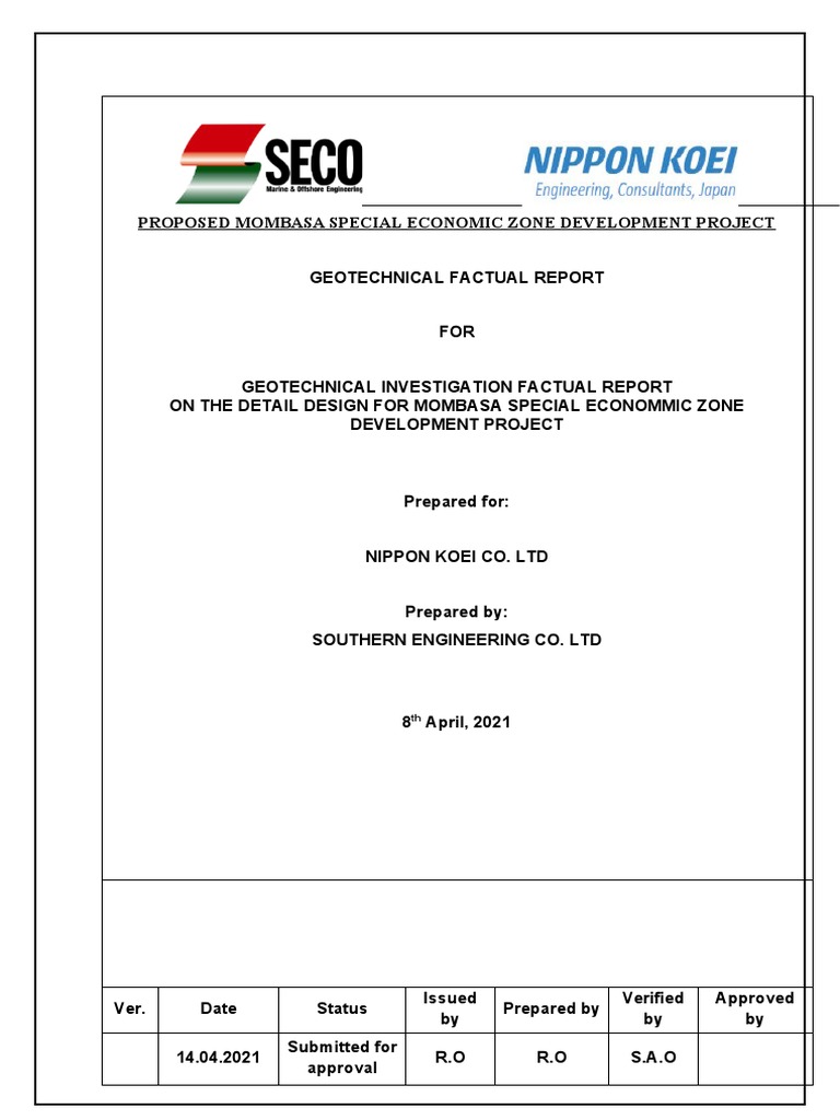 Geotechnical Factual Report On Deatiled Design For Mombasa Special ...