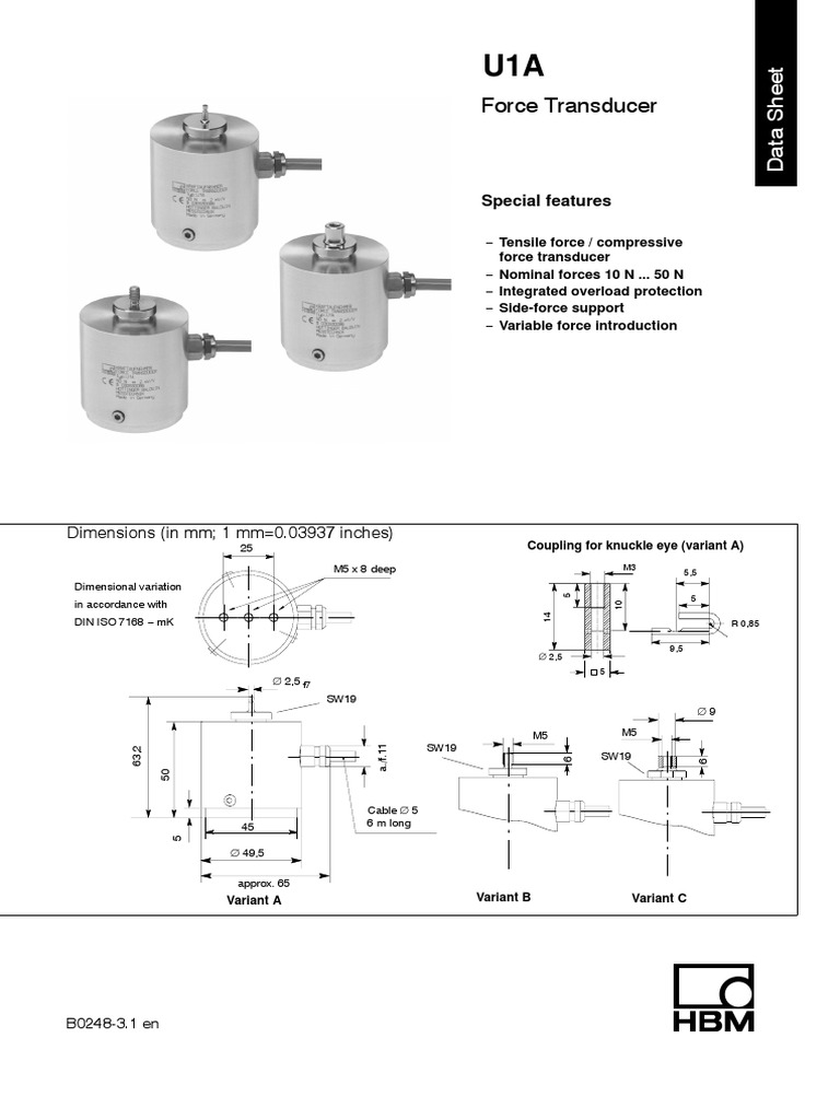 Force Transducer: Special Features | PDF | Electricity | Electrical Engineering