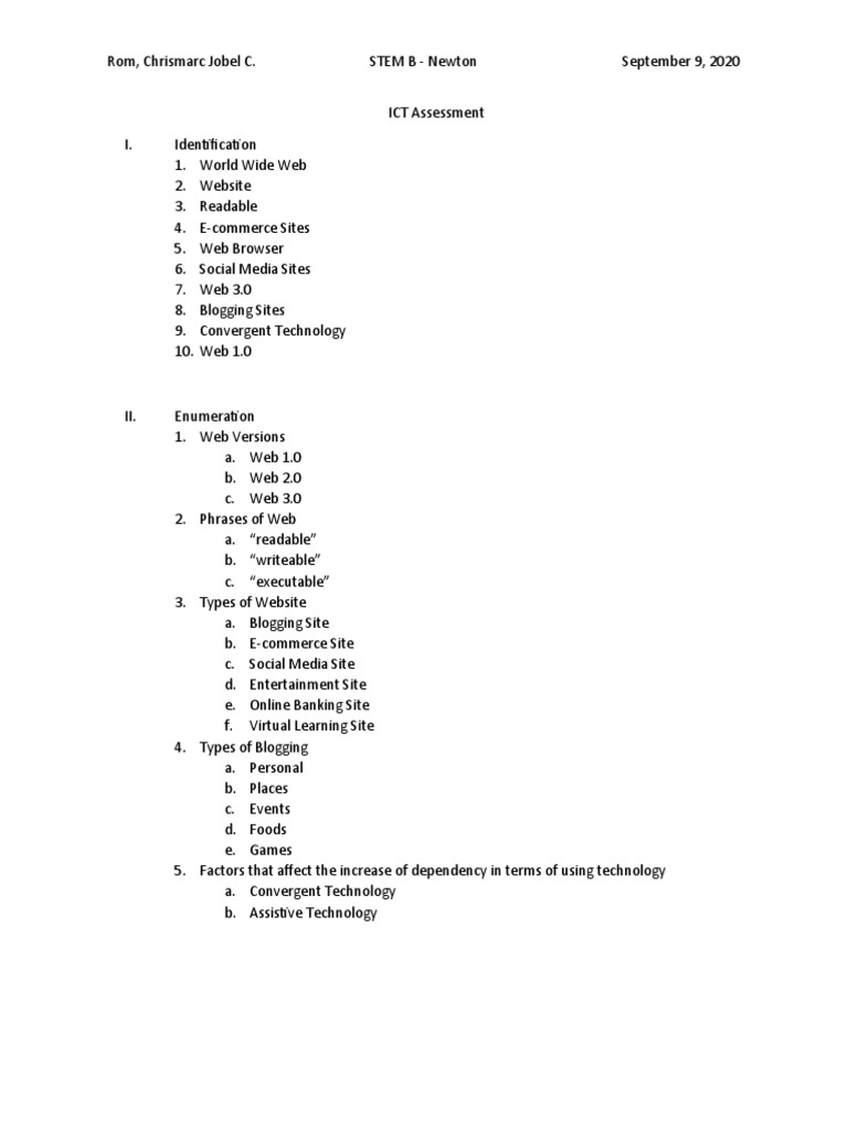 ICT Assessment | PDF | Social Science