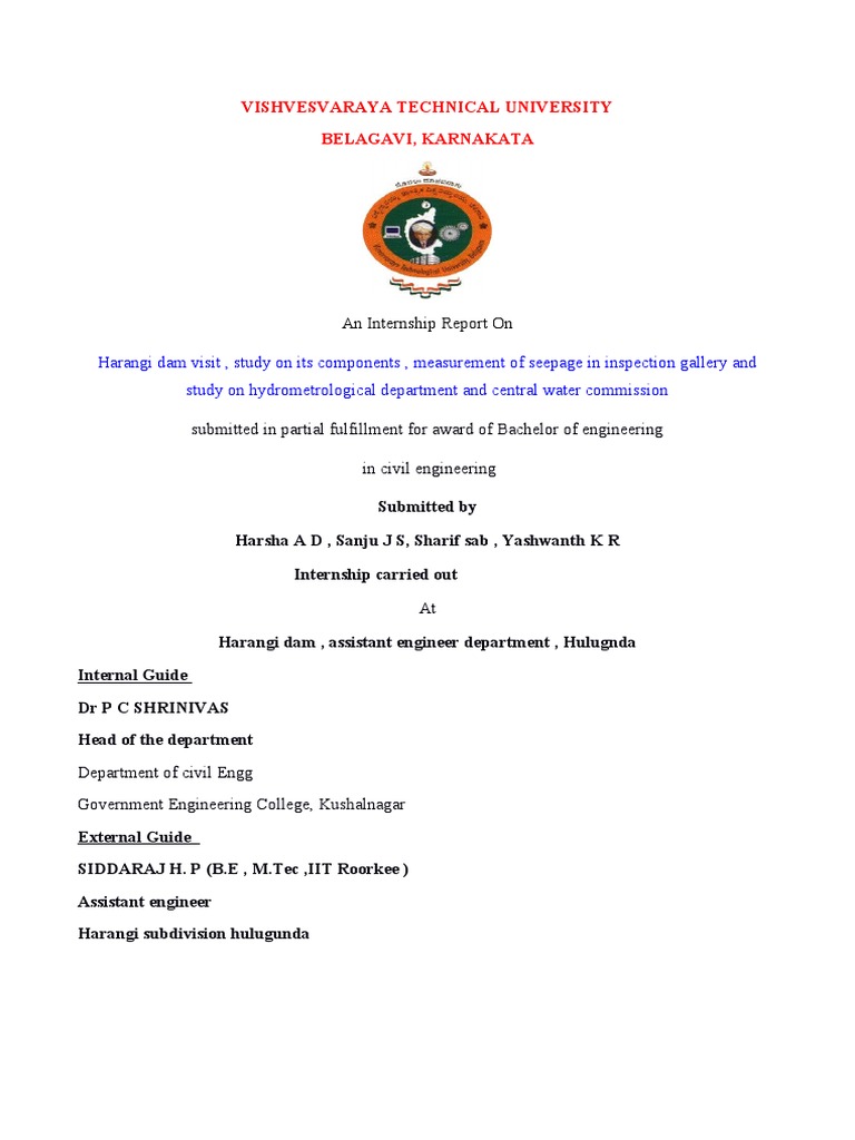 Internship Report Harangi | PDF | Spillway | Applied And ...