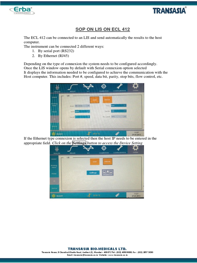 Sop On Lis On Ecl 105 - 412 | PDF | Computer Hardware | Manufactured Goods