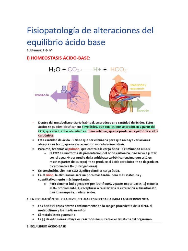 Fisiopatología del Equilibrio Ácido-Base | PDF | Solución tampón | Ácido