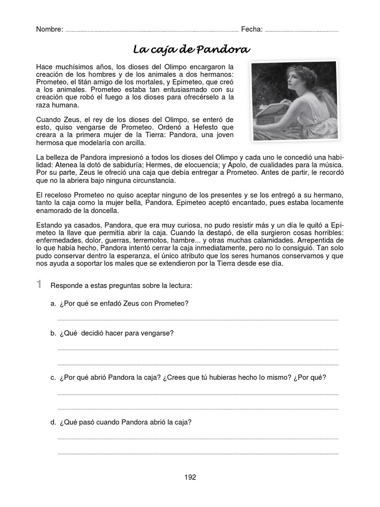 La Caja de Pandora | PDF | Prometeo | Mitología