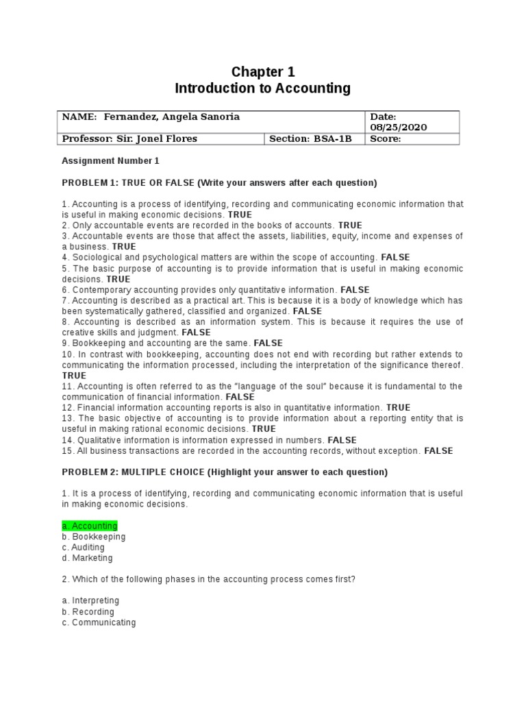 Angela Fernandez Chapter 1 Introdution To Accounting | PDF | Accounting ... Angela Fernandez Chapter 1 Introdution To Accounting | PDF | Accounting ...