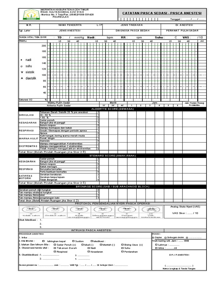 Form Monitoring Pasca Anestesi | PDF