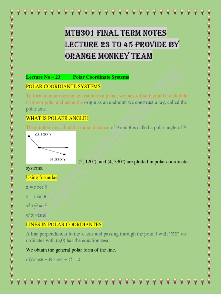 Mth-301 File Lec 23-45 by Orange Monkey | PDF | Function (Mathematics) | Coordinate System