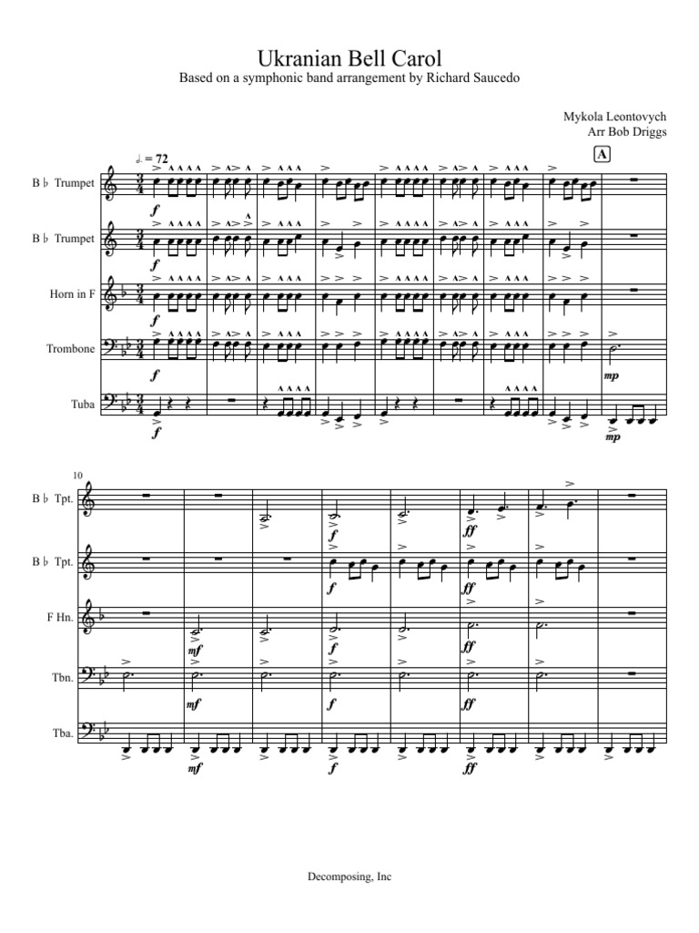 Ukranian Bell Carol-Partitura e Parti | PDF | Musical Compositions ...