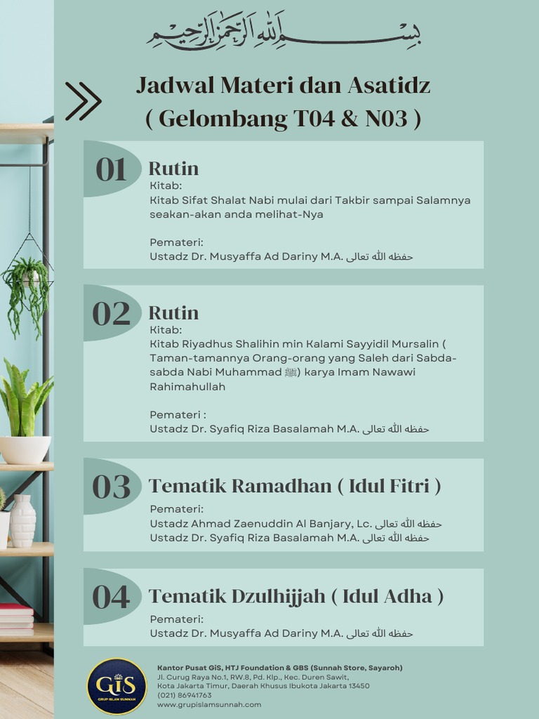 JADWAL MATERI DAN ASATIDZ GiS | PDF