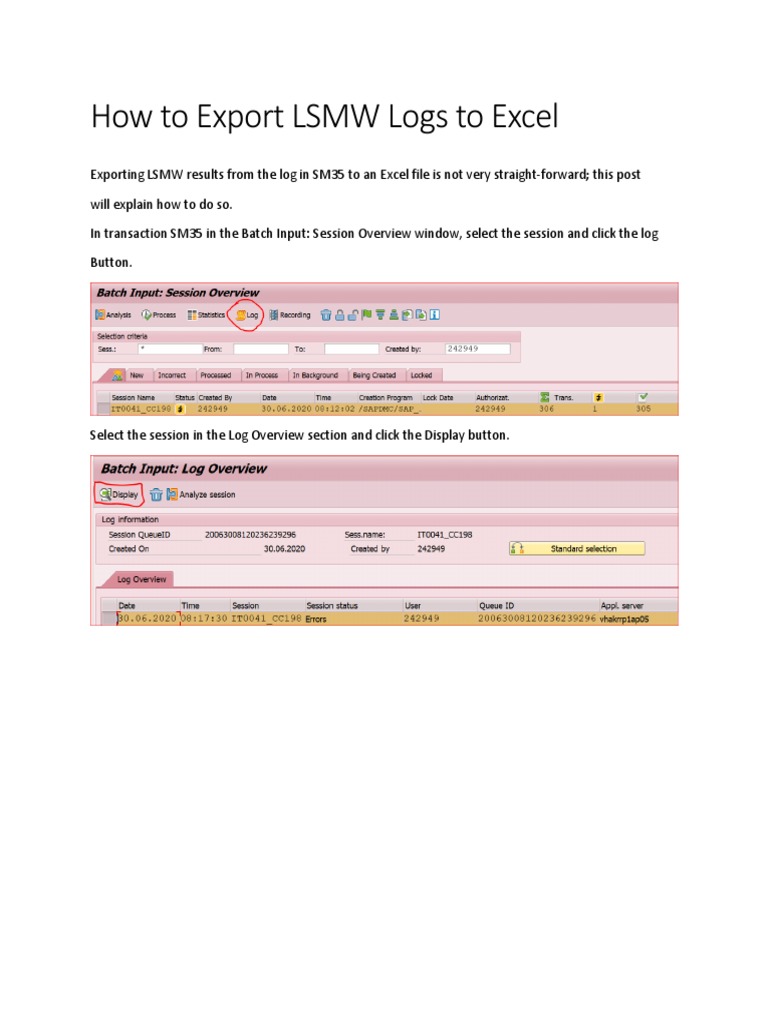 How To Export LSMW Logs To Excel | PDF | Computers