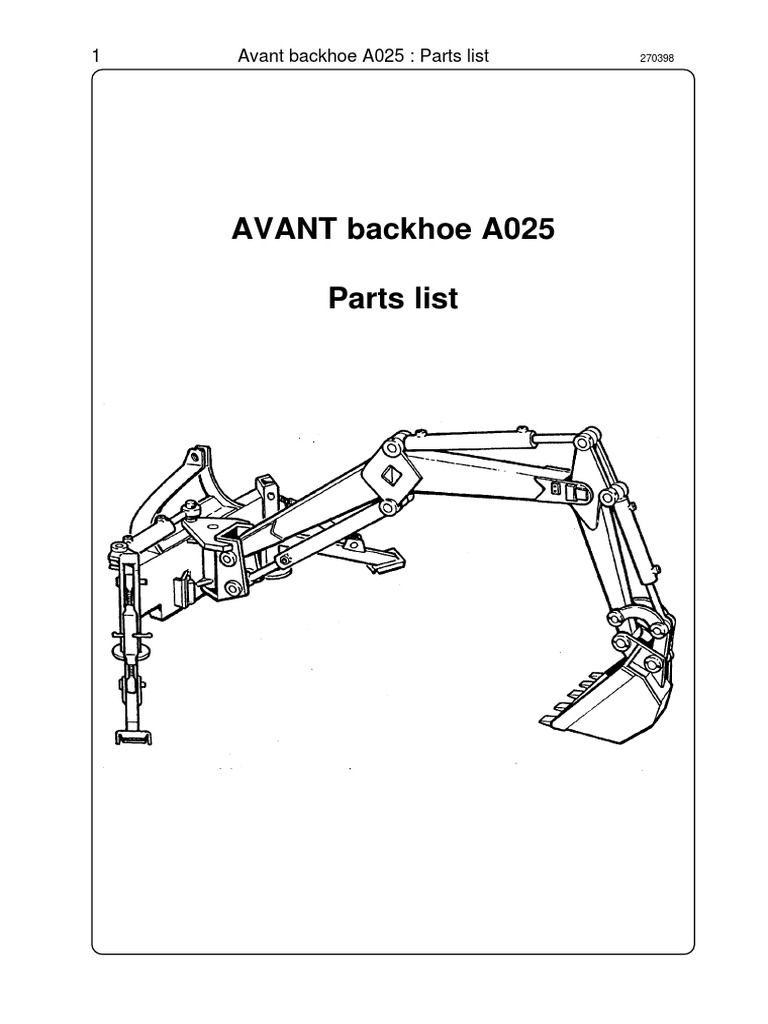 Partslist - A025 - Backhoe 205 | PDF | Screw | Valve