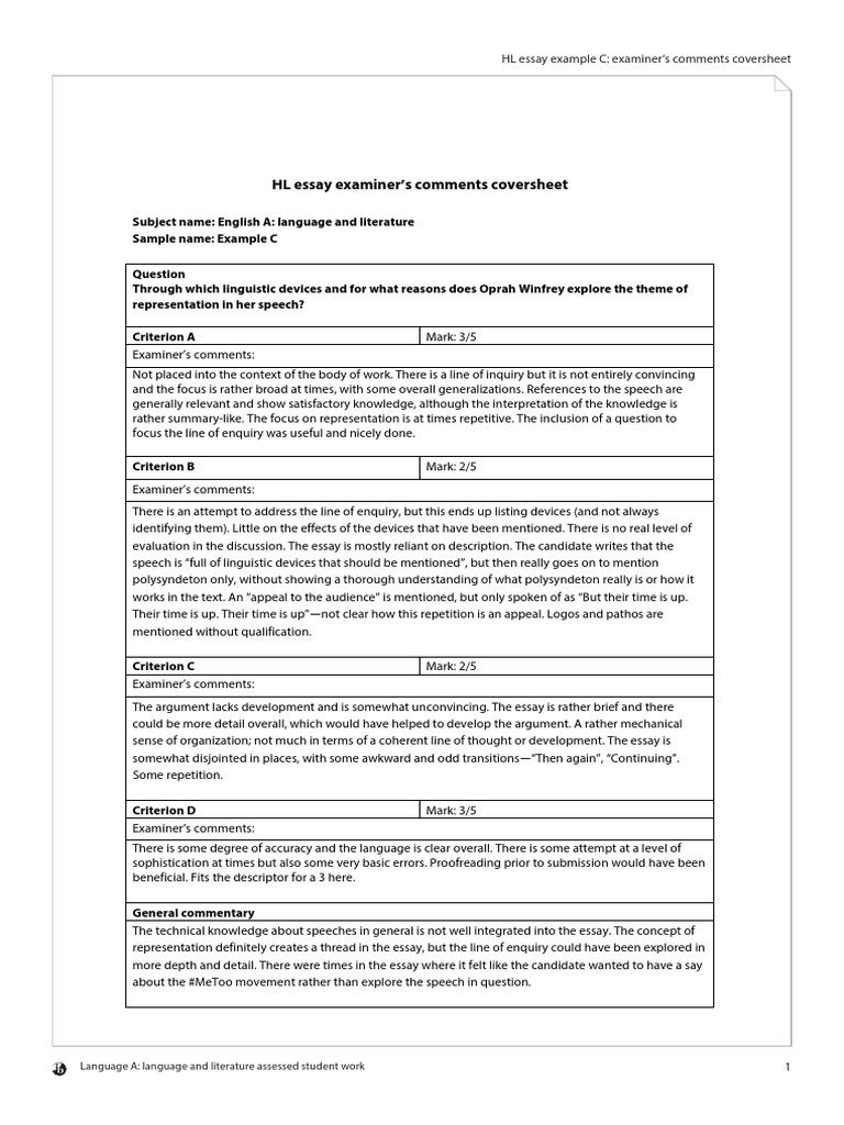 LL HL Essay Example C Comm en | PDF | Essays | Inquiry