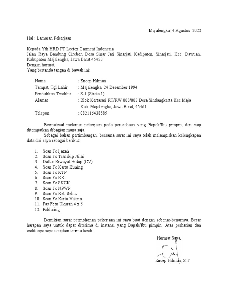 LAMARAN ENcep | PDF | Karier & Perkembangan