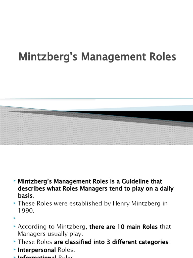 6 Mintzberg's Management Roles | PDF | Entrepreneurship | Economies