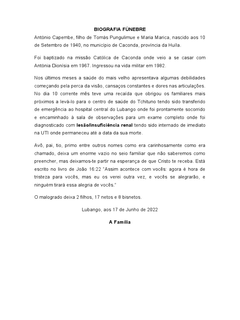 Biografia Fúnebre | PDF