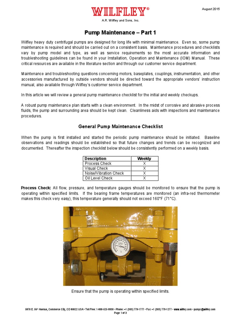 Wilfley Centrifugal Pumps Pump Maintenance 1 | Download Free PDF | Pump ...