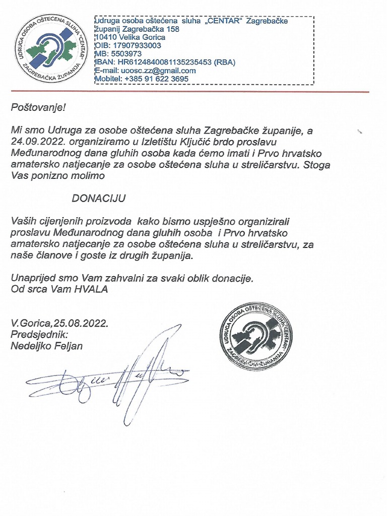 Donacija Medjunarodni Dan Gluhih 2022 | PDF
