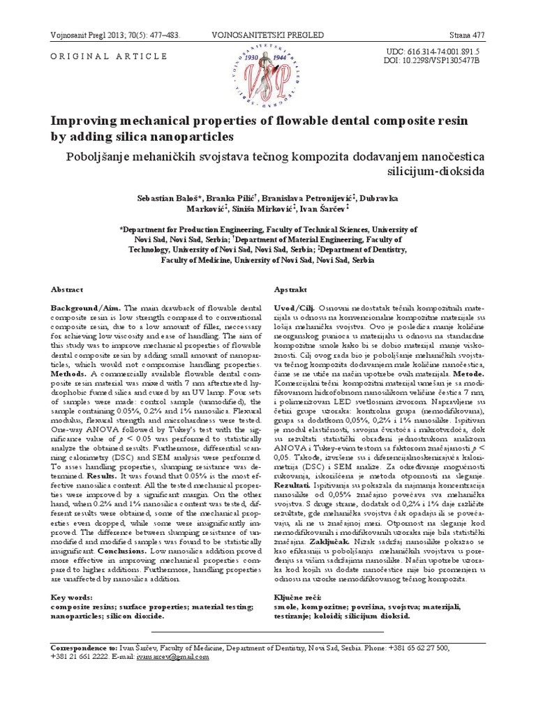Improving Mechanical Properties of Flowable Dental Composite Resin ... Improving Mechanical Properties of Flowable Dental Composite Resin ...