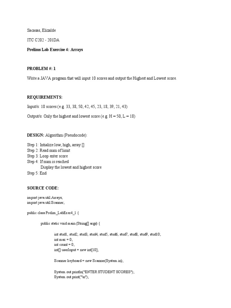 Java Array Exercises: Scores & Merging | PDF | Array Data Structure | String (Computer Science)